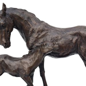 Heartwarming Bronze Sculpture of Mare and Foal: the Foal Tenderly ...
