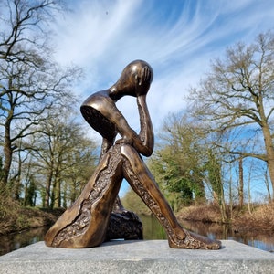 Abstract Modern Bronze Sculpture Sad and Pensive Man Sculpture ...