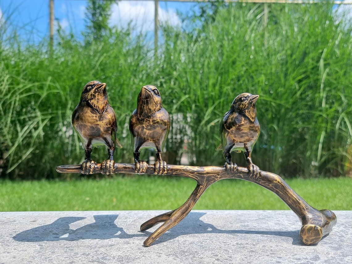 Bronze birds on branch Bronze birds bronze statues and | Etsy