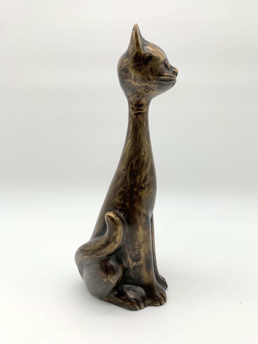 Bronze Cat Decorative Sculpture of a Cat Long-necked Cat Bronze Cat ...