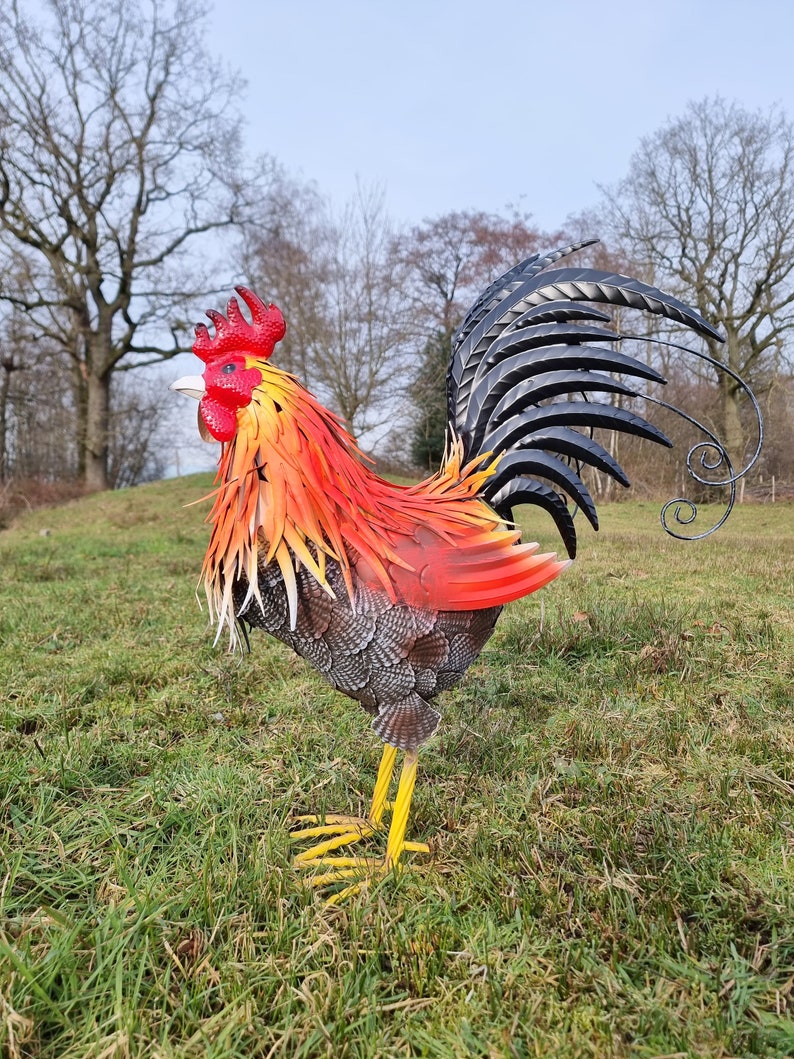 Large Iron Rooster Decorative Rooster Metal Garden Animals - Etsy