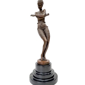 Bronze Sculpture of a Dancer in Art Nouveau Style Lady in a Bathing ...