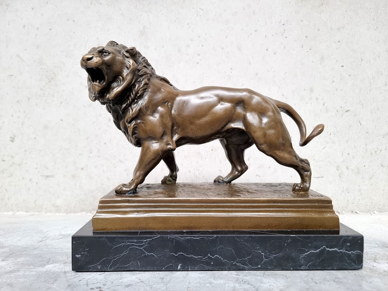 Prachtige bronzen leeuw Brullende leeuw Bronzen sculpturen - Etsy Nederland