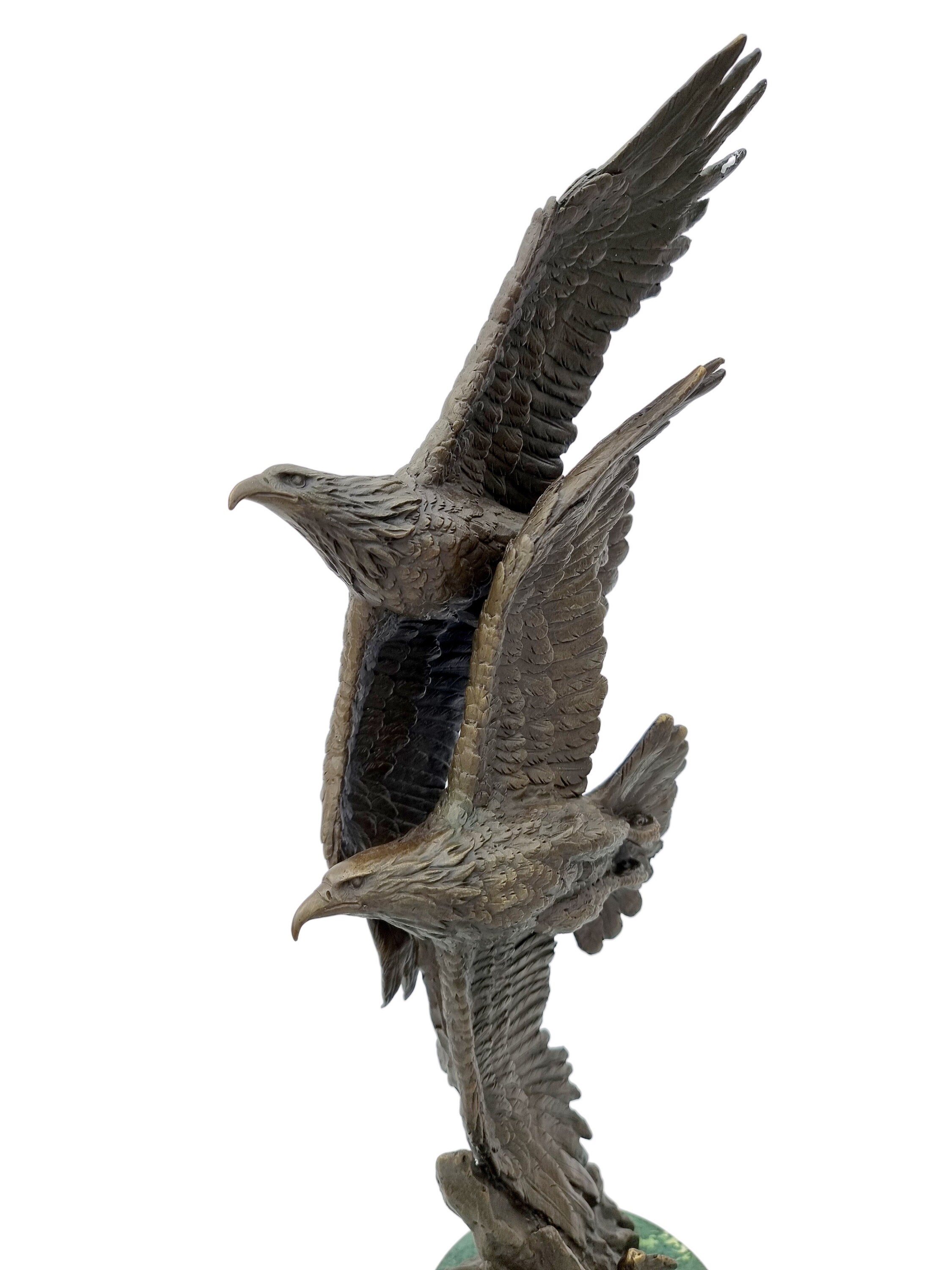 Large Bronze Flying Birds Flying Eagles on Marble Base | Etsy