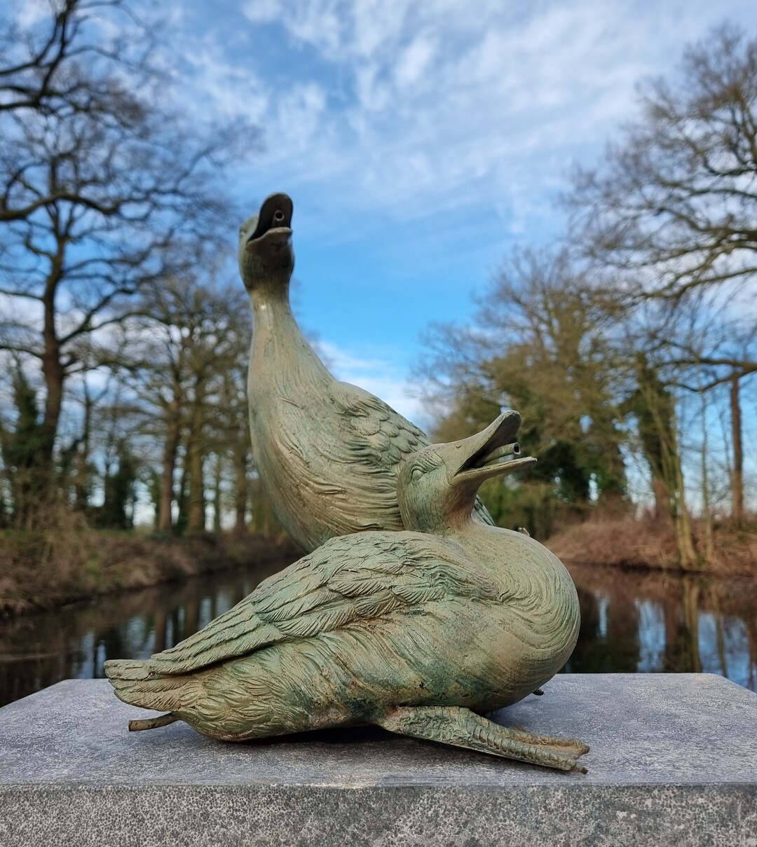 Bronze Fountain: Pair of Wild Ducks Sophisticated Water Feature for ...