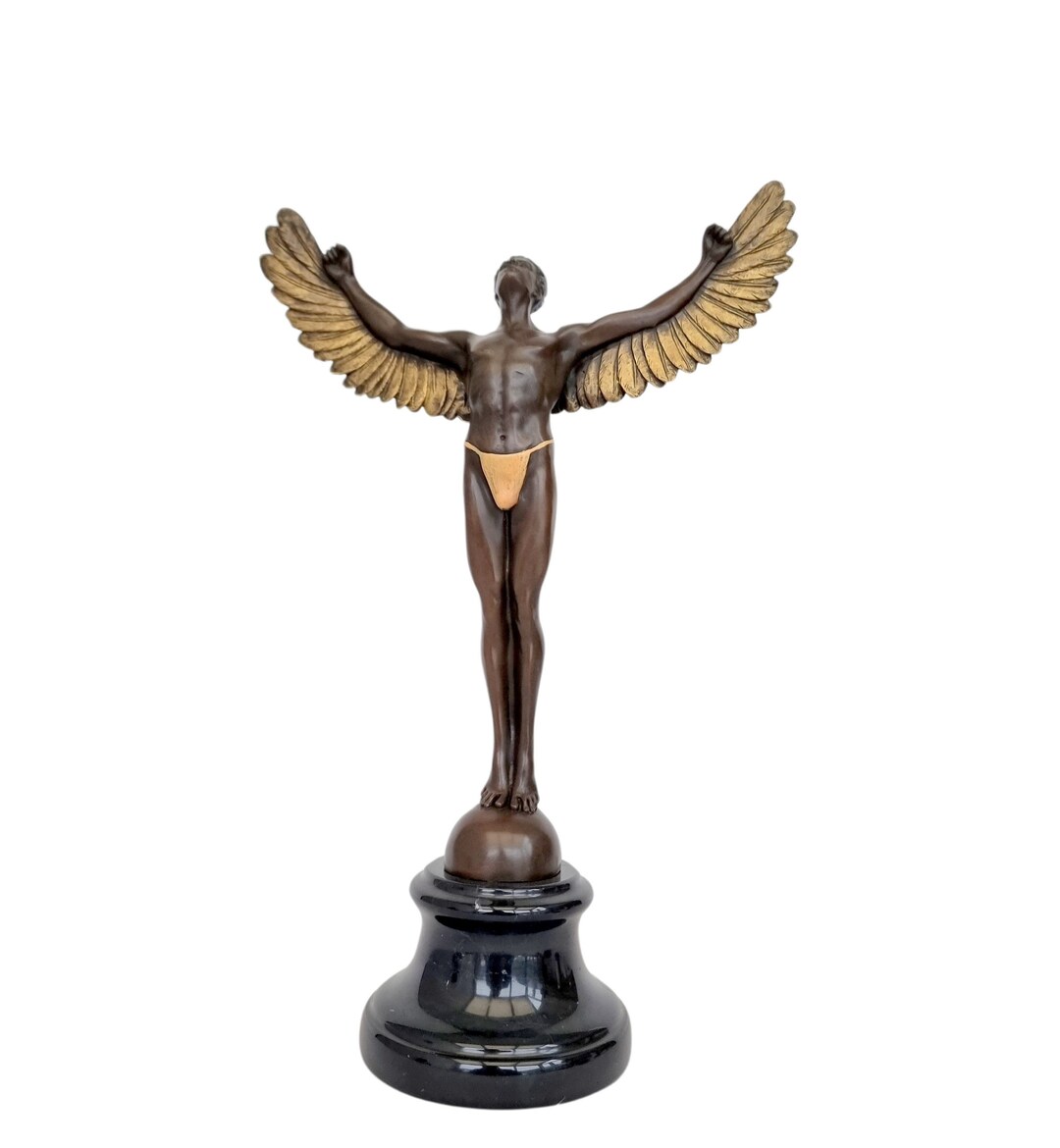 Large Detailed Bronze Sculpture of Icarus Male Angel Man With Golden ...