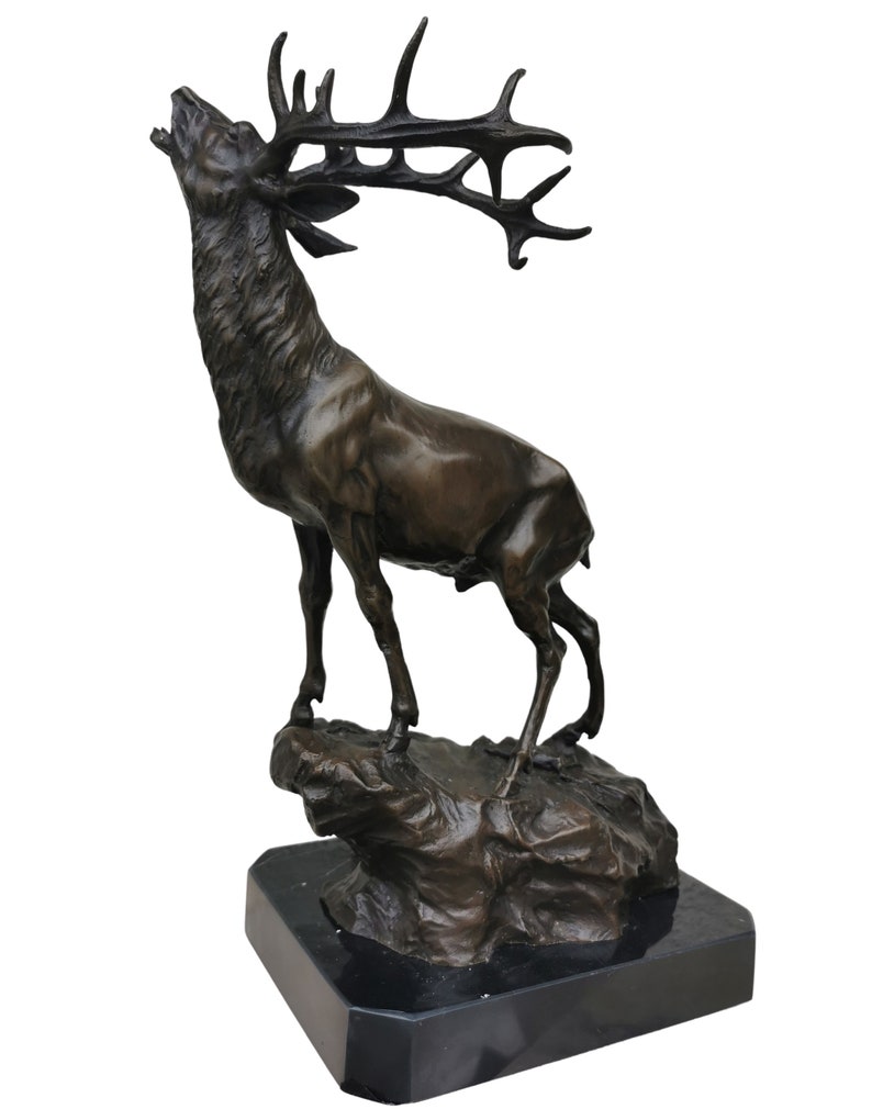 Bronze Sculpture Of A Stag Stag On Rock Lodge Decor Etsy