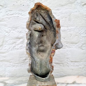 Garden Sculpture of a Blind Man Hand Before Face Abstract Cast Iron ...