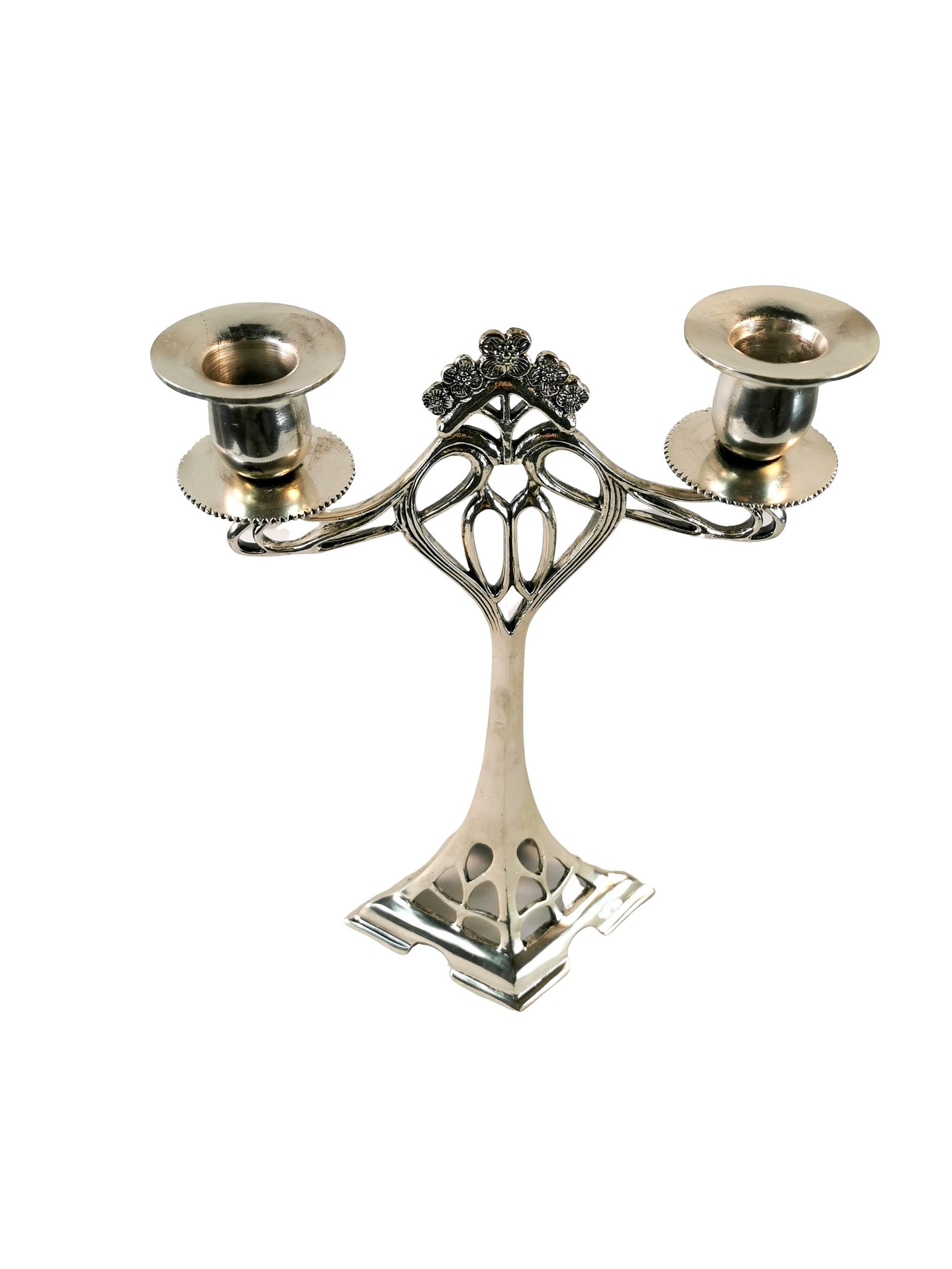Bronze Art Nouveau Candlesticks Silver Colored - Etsy