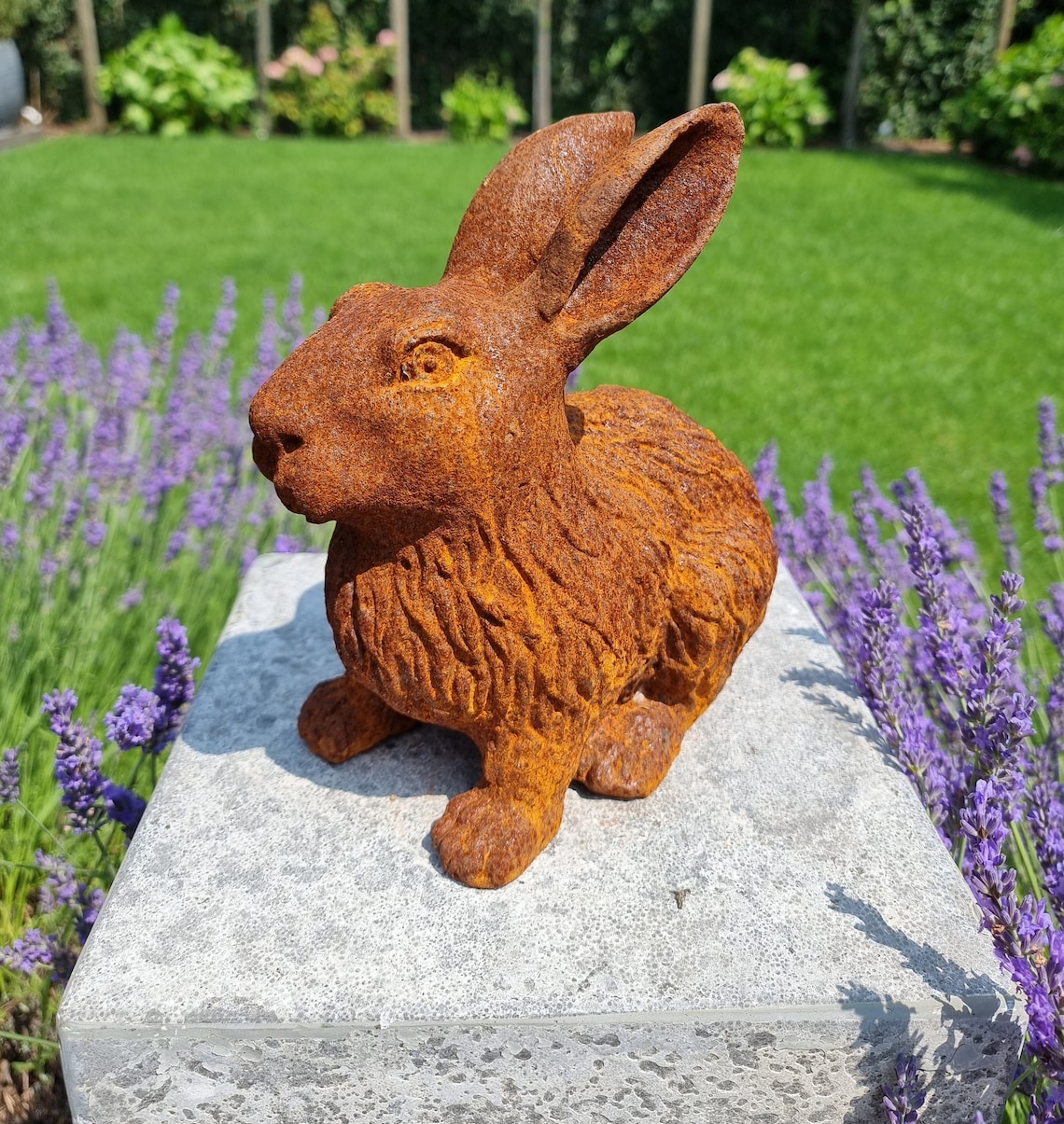 Cast Iron Rabbit Garden Decoration Beautiful Garden Statues - Etsy