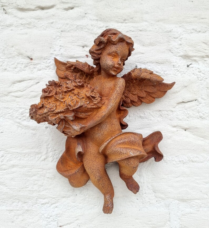 Cast Iron Wall Sculpture of an Angel Cherub Christmas Wall - Etsy
