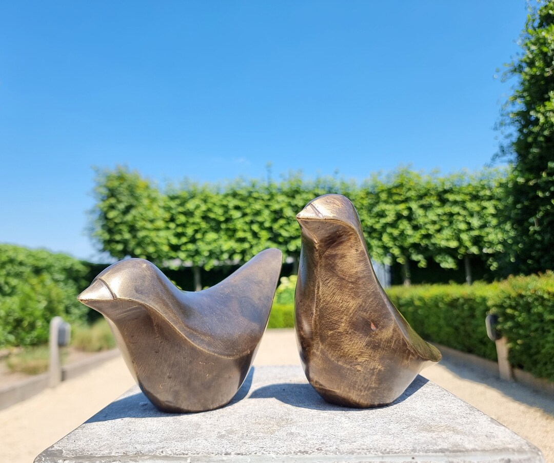 Pair of Bronze Birds Decorative Garden Ornaments Bronze Patio ...