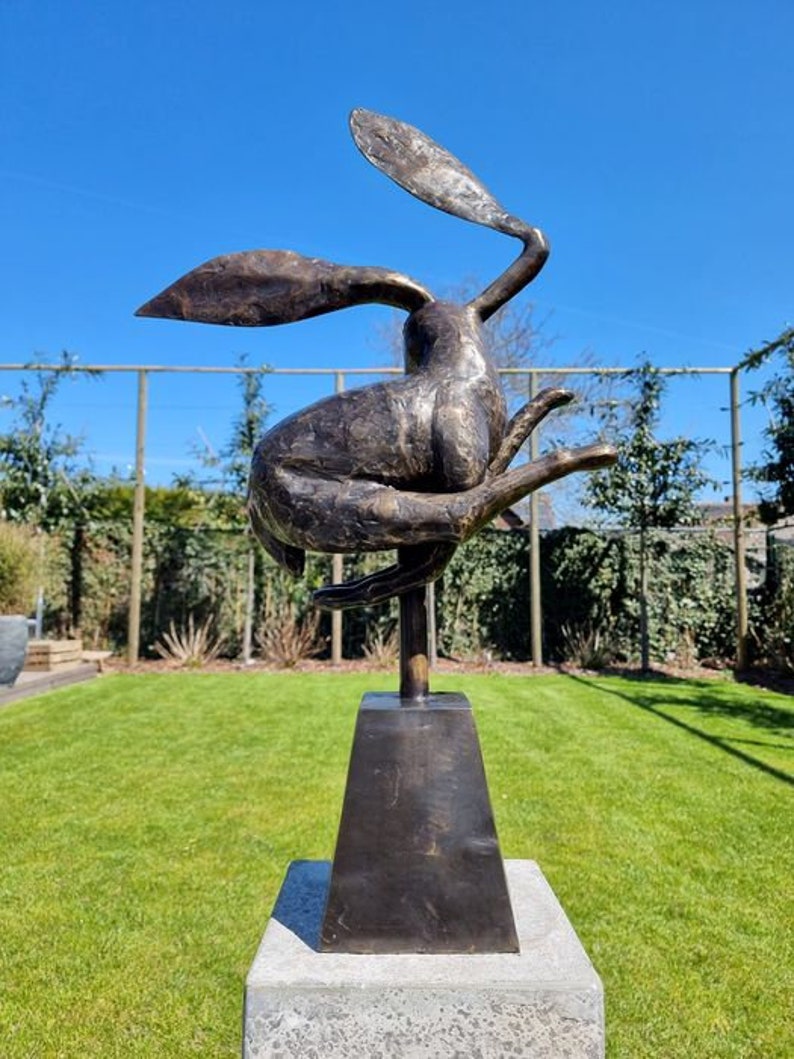 Jumping Hare Statue Bronze Hare 32 Inches - Etsy