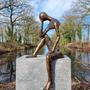 Abstract Modern Bronze Sculpture Sad and Pensive Man Sculpture ...