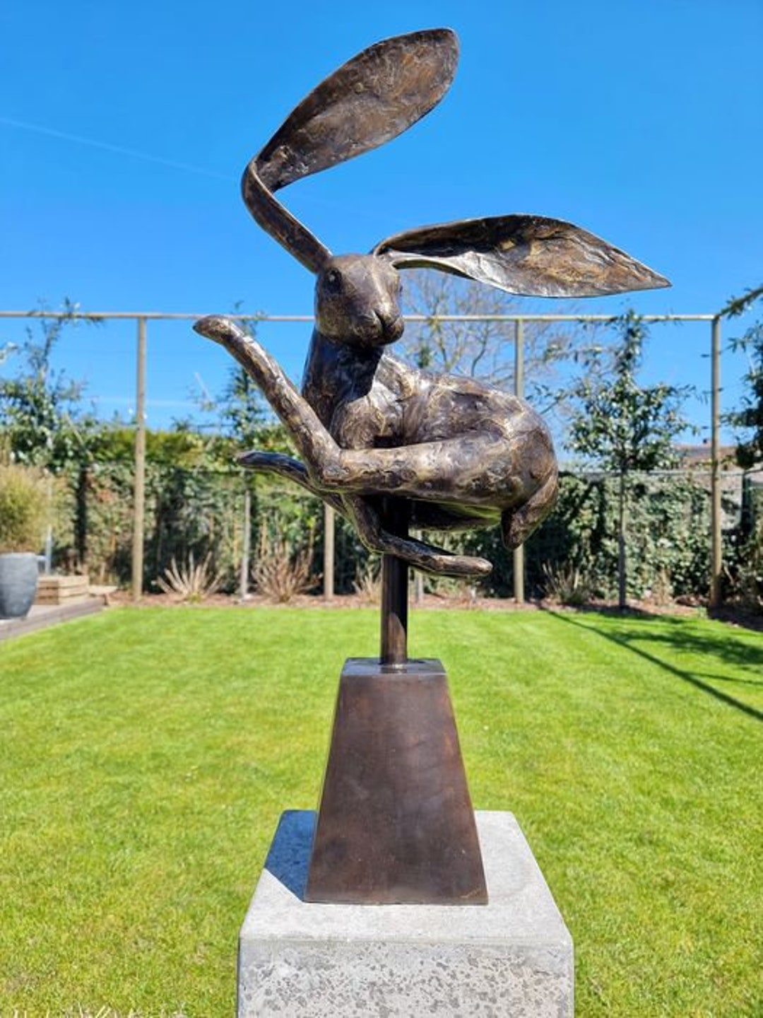 Jumping Hare Statue Bronze Hare 32 Inches - Etsy