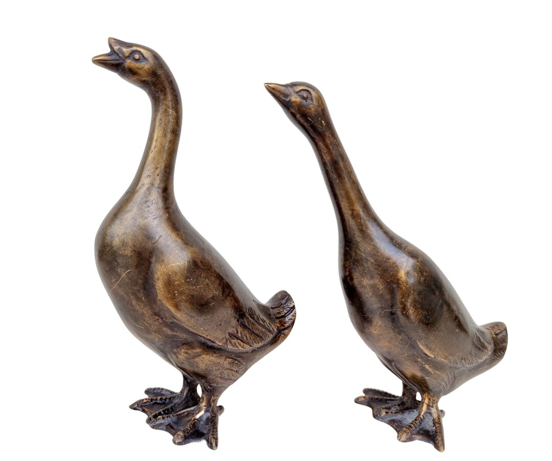 Pair of Bronze Geese Bronze Birds Bronze Ornaments - Etsy