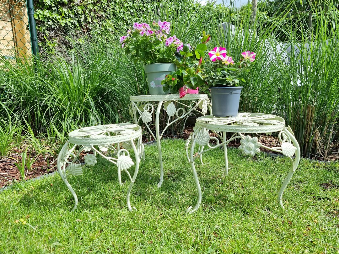 Three Wrought Iron Flower Tables Garden Tables Decorative Tables ...