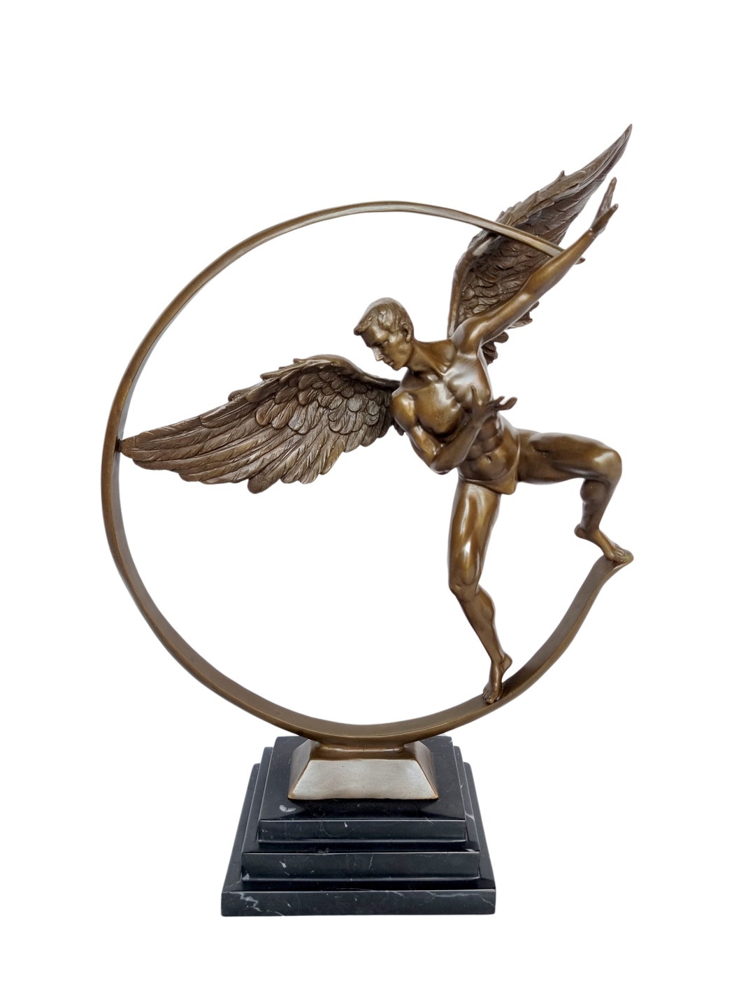 Contemporary Bronze Icarus Male Angel in the Moon - Etsy