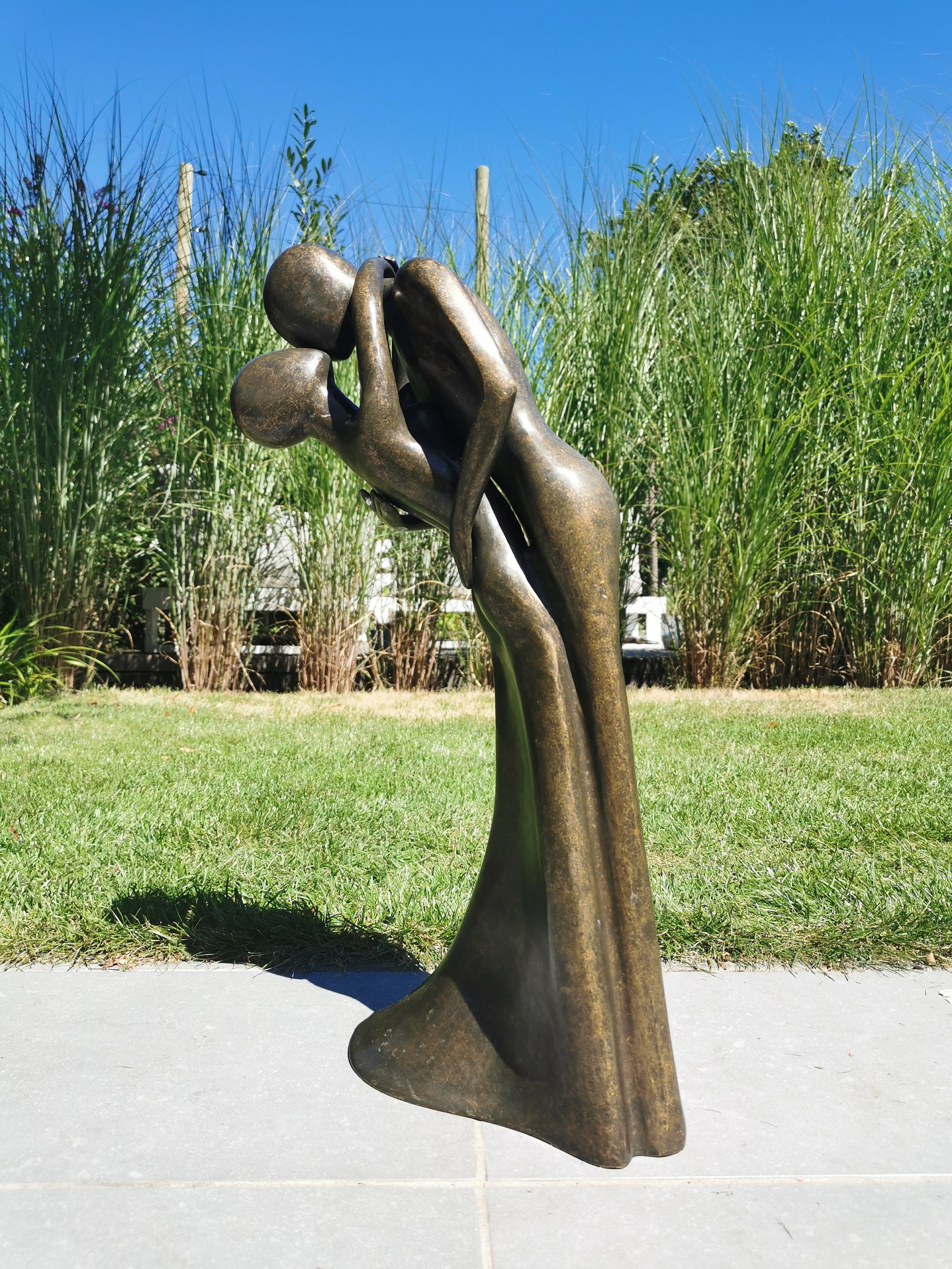 Couple Embracing And Kissing Bronze Sculpture Large Etsy