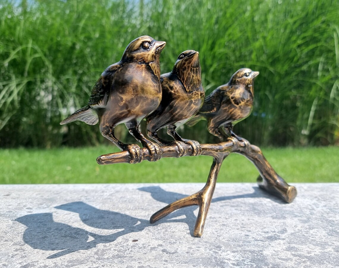 Bronze Birds on Branch Bronze Birds Bronze Statues and - Etsy Australia