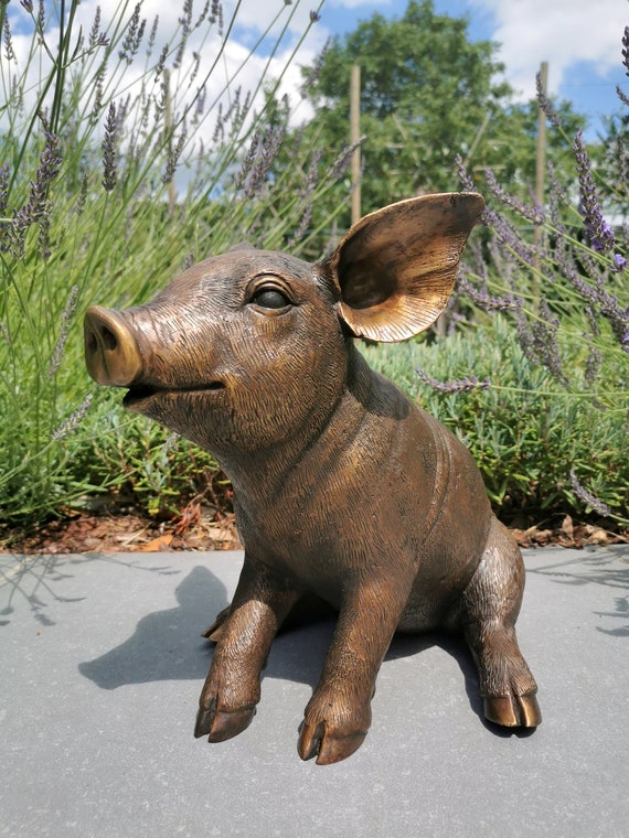 Bronze Sculpture of a Pig Pigglet Bronze Garden Statues - Etsy