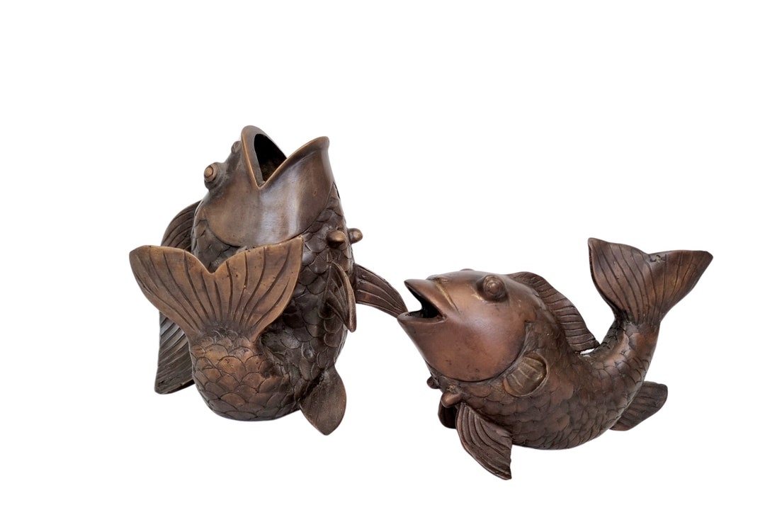 Pair of Bronze Fish Carp Koi Goldfish Bronze Fish Decoration Bronze ...