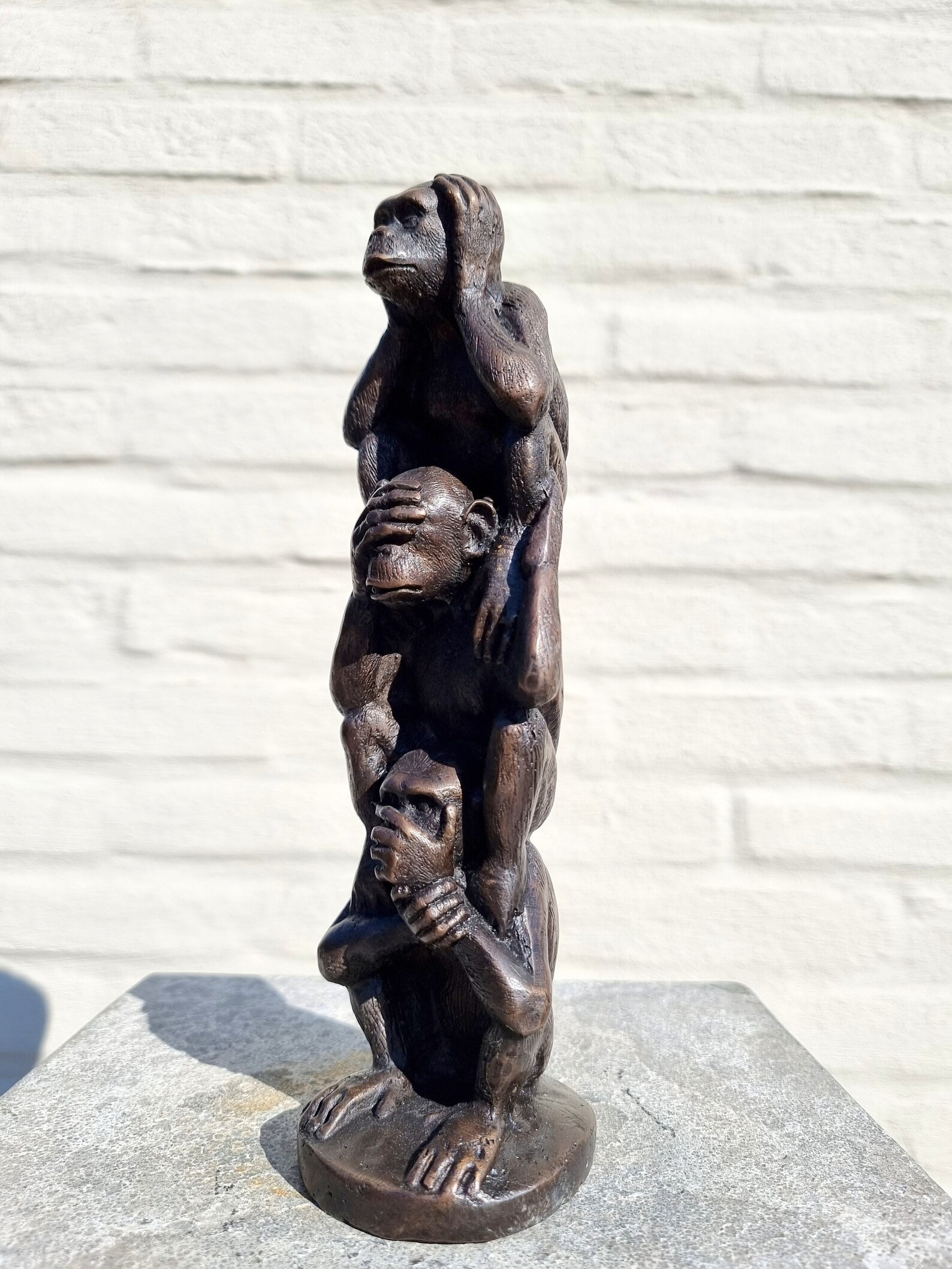 Bronze Monkeys Hear See and Speak No Evil Monkey Tower - Etsy