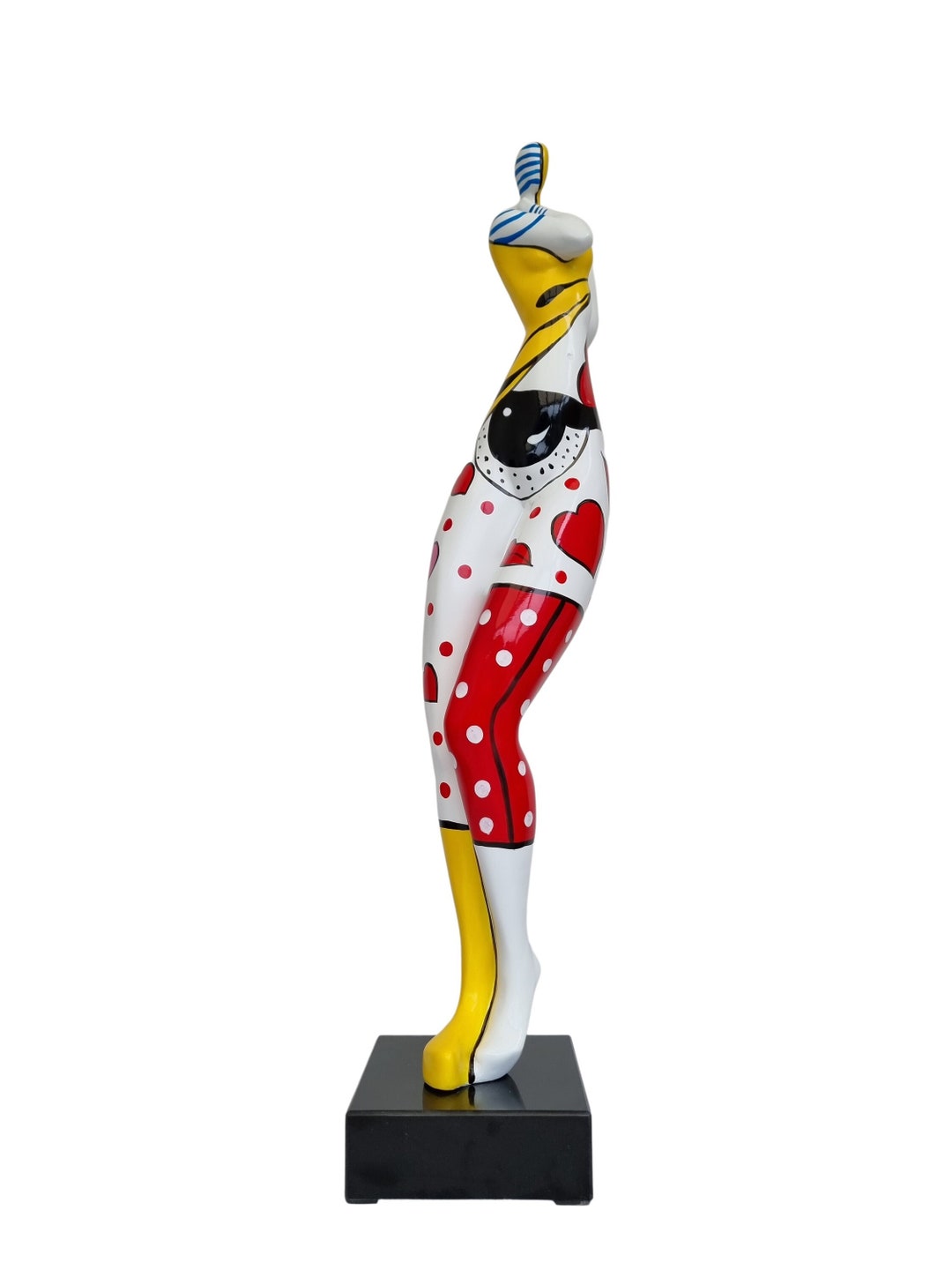 Decorative and Colorful Pop Art Sculpture Standing Woman on Pedestal ...