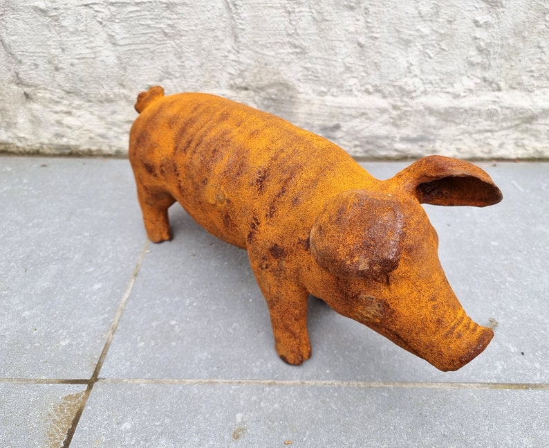 Cast iron pig Garden sculpture Garden animals | Etsy