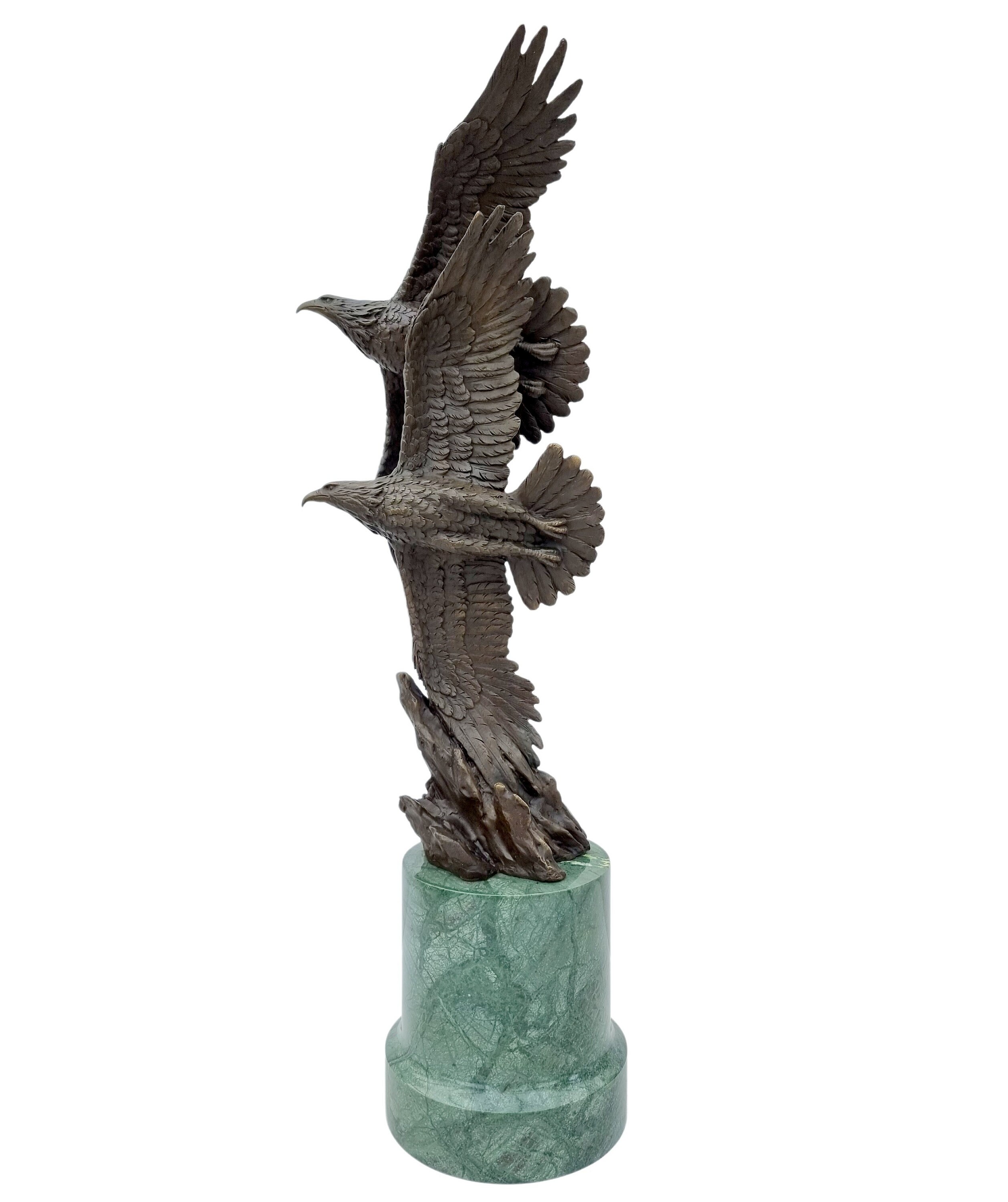 Large Bronze Flying Birds Flying Eagles on Marble Base | Etsy