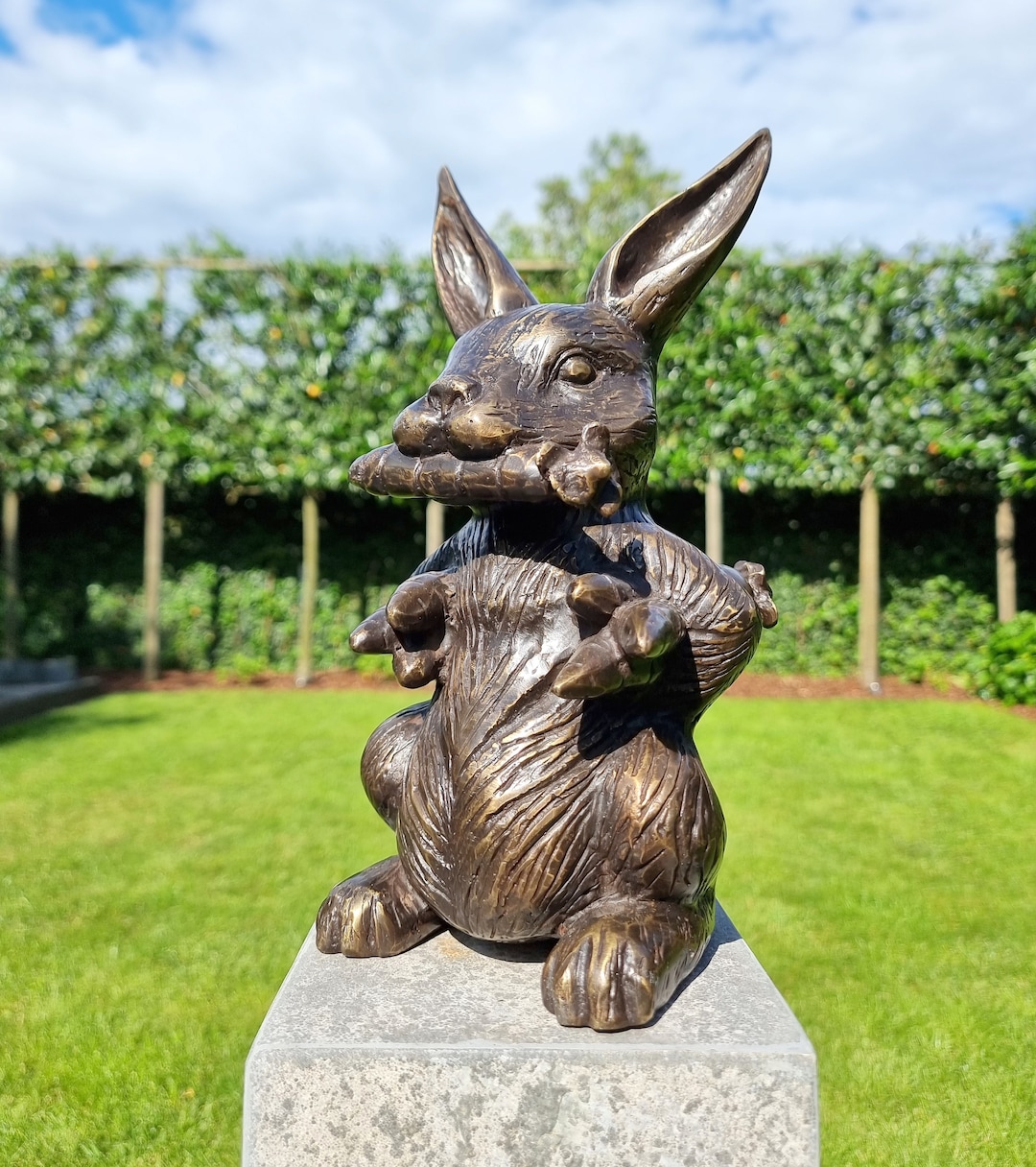 Greedy Rabbit Bronze Rabbit Unique Bronze Gift Idea Bronze Garden ...