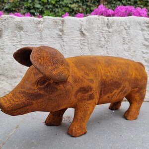 Cast Iron Pig Garden Sculpture Garden Animals - Etsy