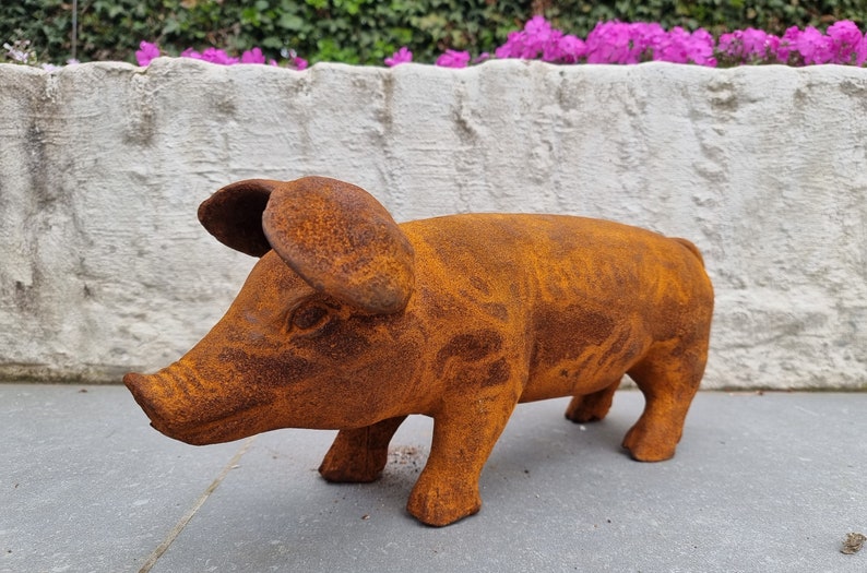 Cast iron pig Garden sculpture Garden animals | Etsy