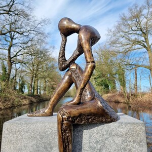 Abstract Modern Bronze Sculpture Sad and Pensive Man Sculpture ...