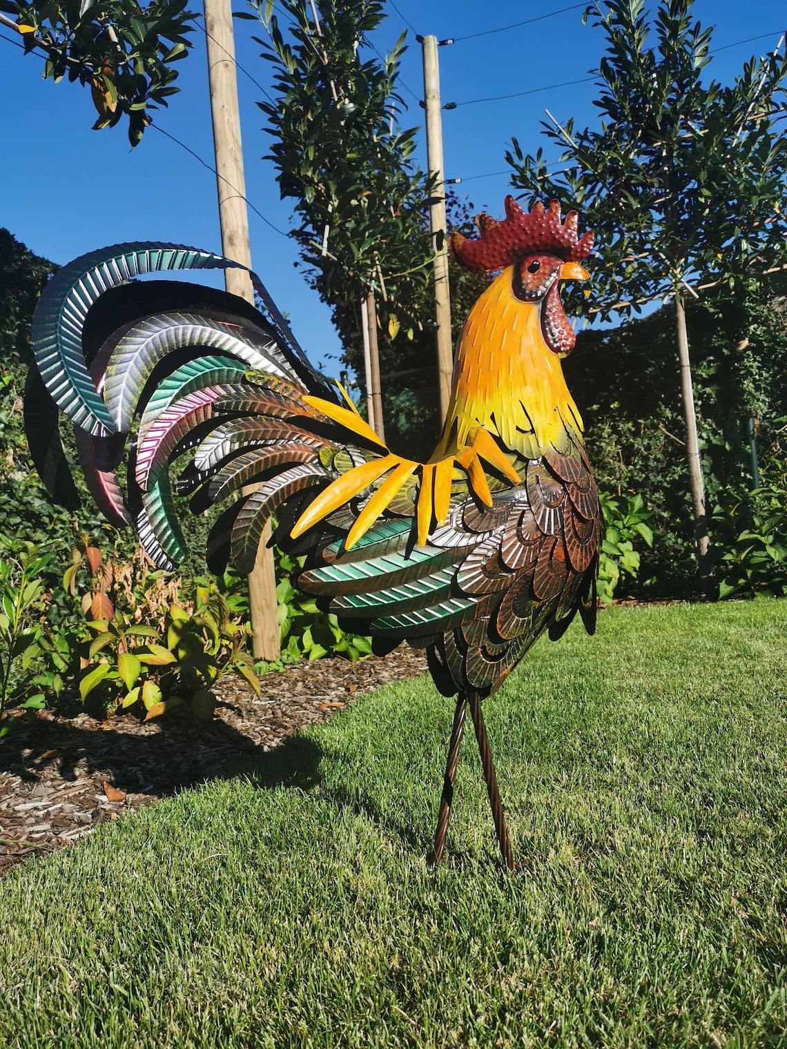 Large Iron Rooster Decorative Rooster Metal Garden Animals - Etsy