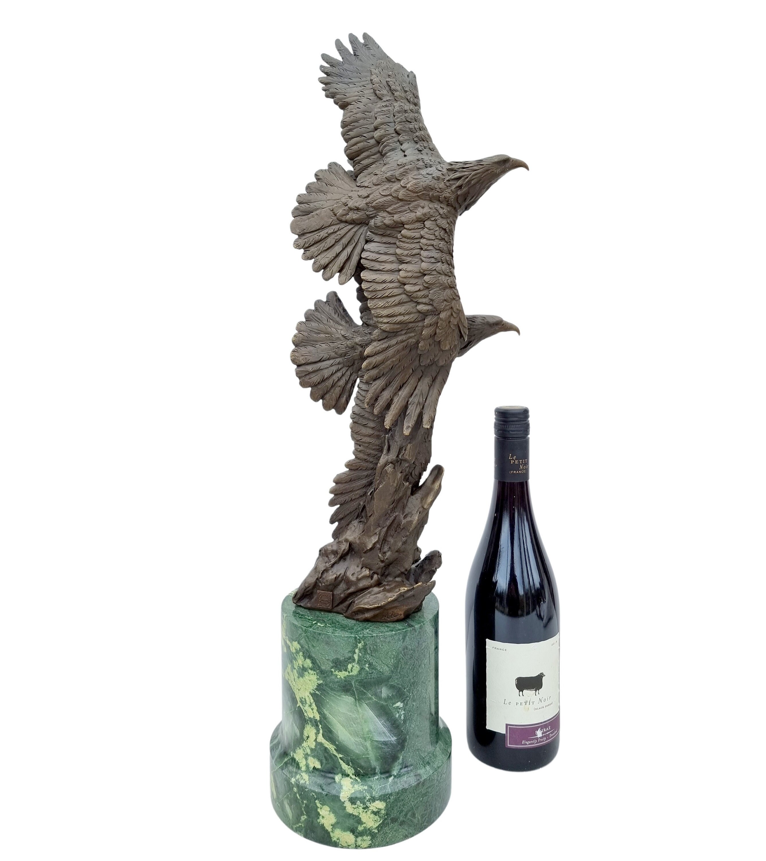 Large Bronze Flying Birds Flying Eagles on Marble Base | Etsy