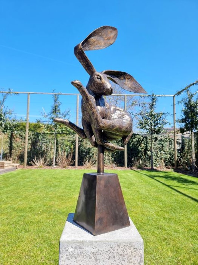 Jumping Hare Statue Bronze Hare 32 Inches - Etsy