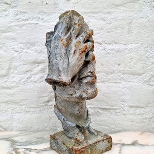 Garden Sculpture of a Blind Man Hand Before Face Abstract Cast Iron ...