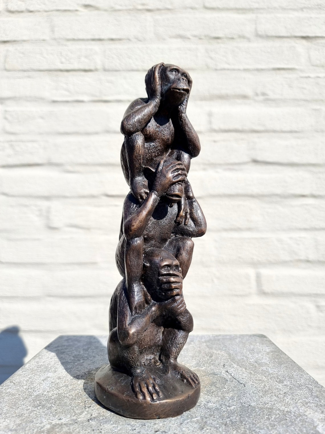 Bronze Monkeys Hear See and Speak No Evil Monkey Tower - Etsy