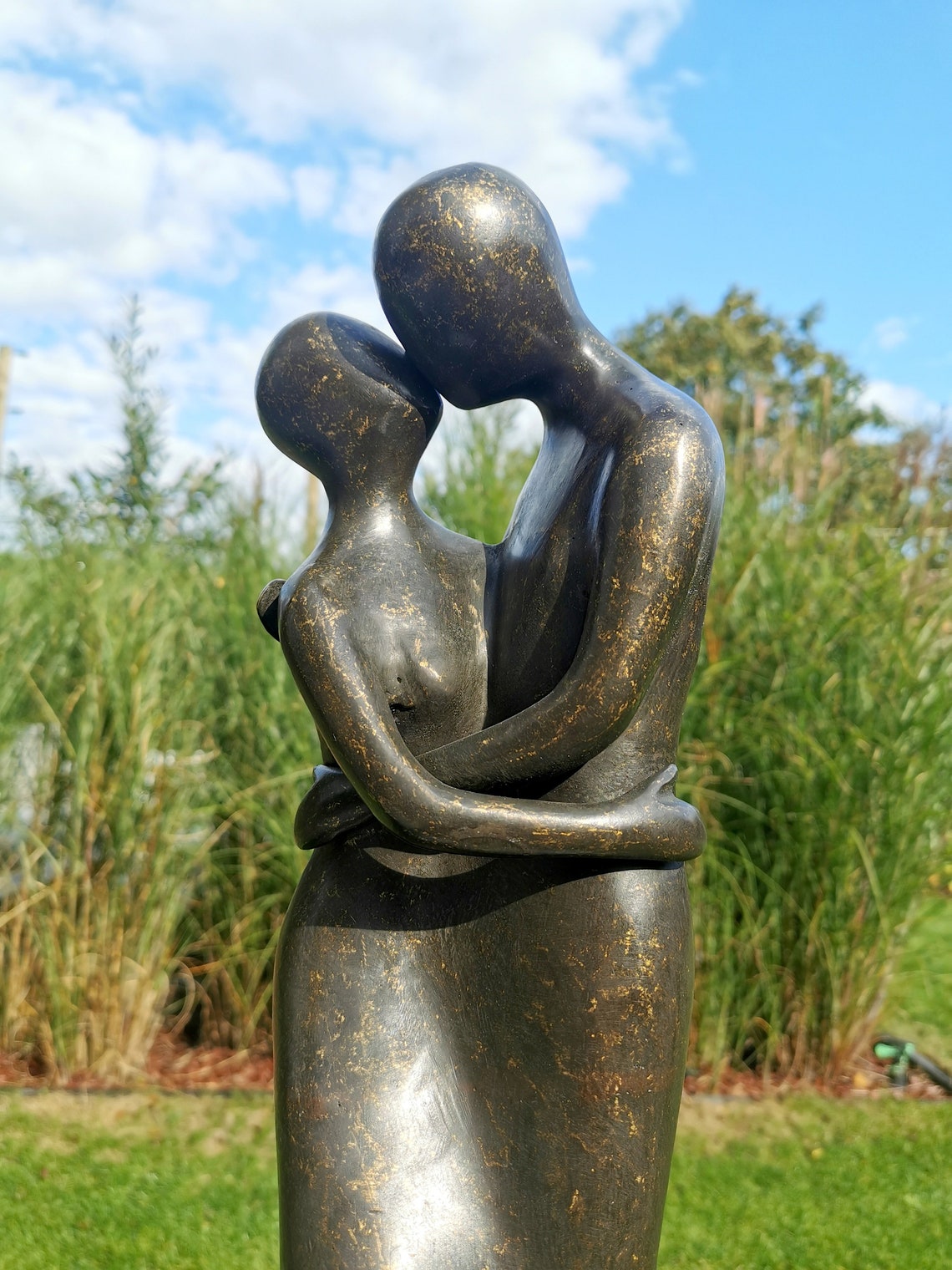 Bronze Garden Sculpture Of An Embracing Couple Abstract And Etsy
