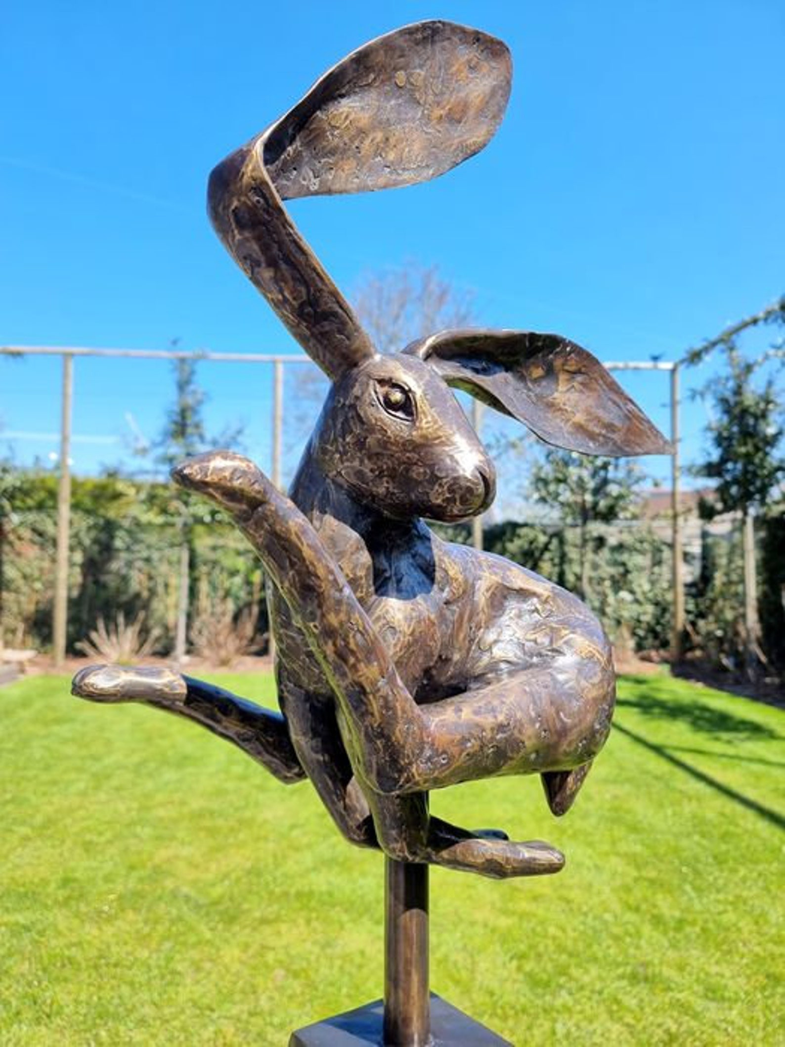 Jumping Hare Statue Bronze Hare 32 Inches - Etsy