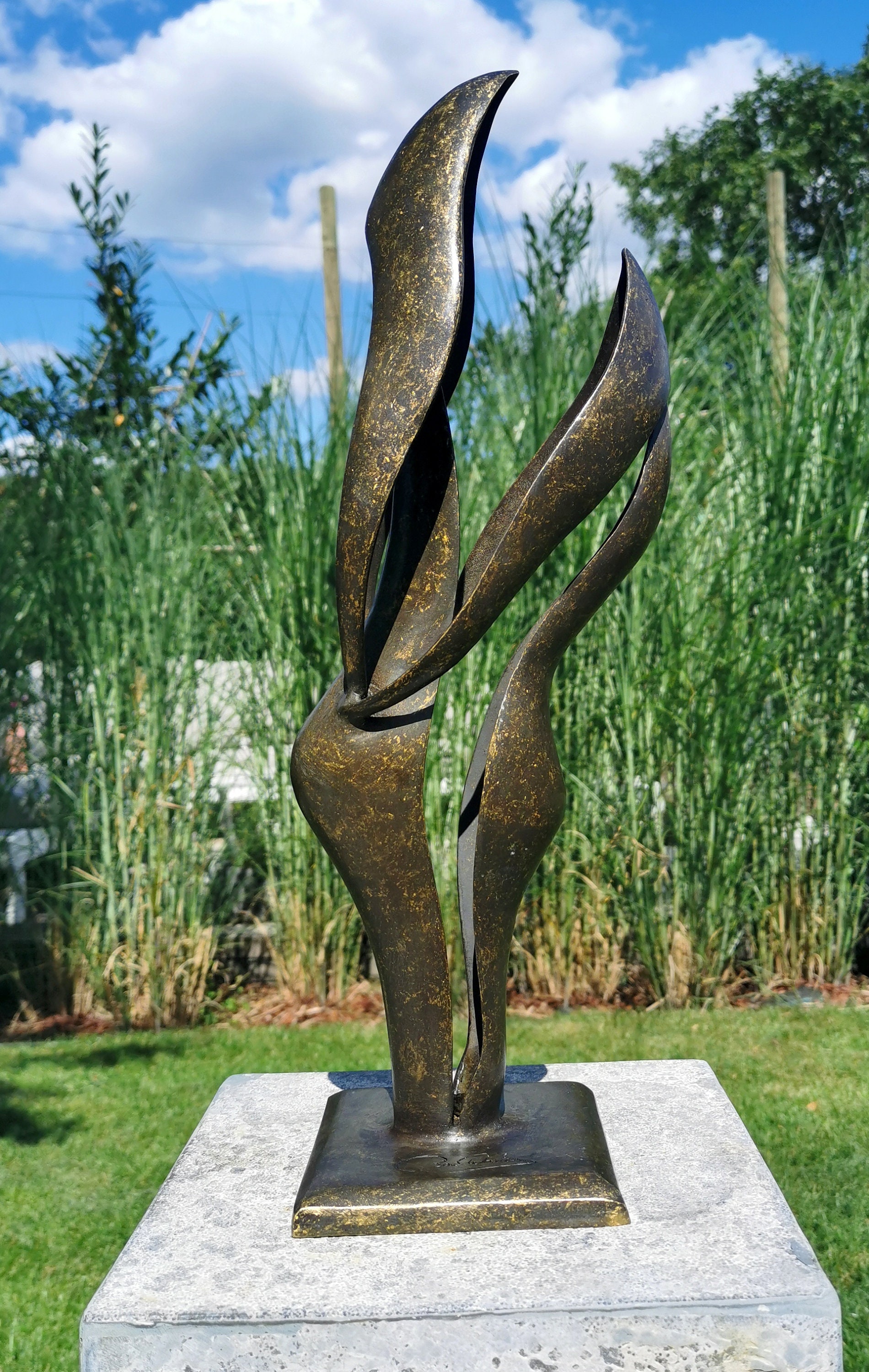 Bronze Garden Sculpture Of An Embracing Couple Abstract And Etsy