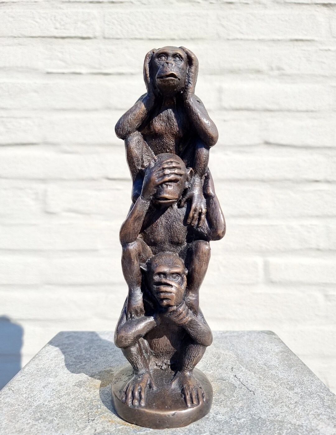 Bronze Monkeys Hear, See and Speak No Evil Monkey Tower - Etsy