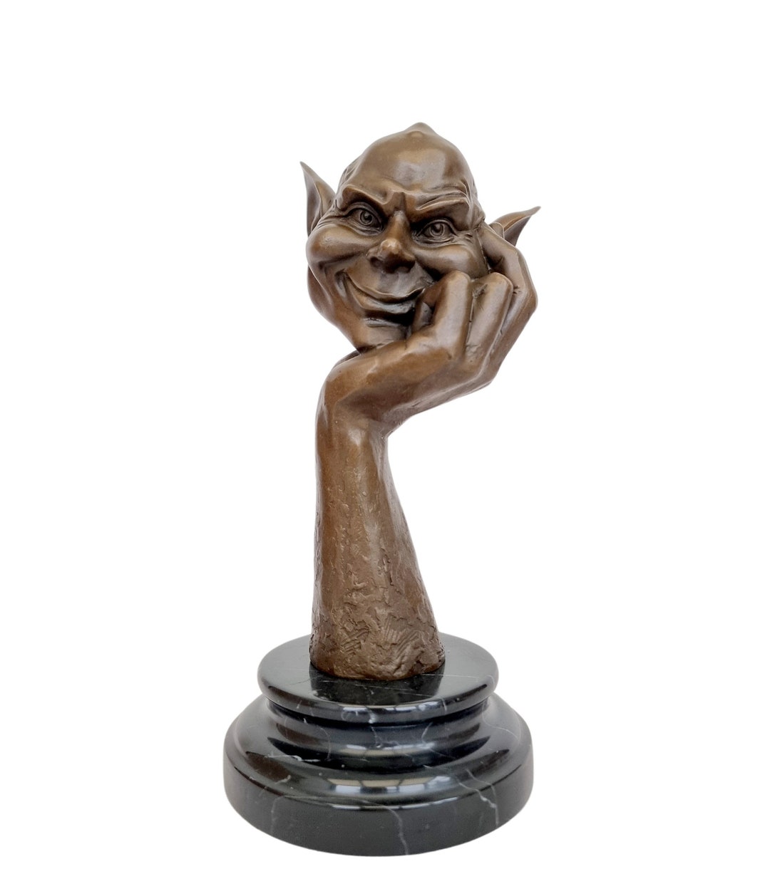 Decorative Bronze Figure of a Goblin Gnome Gremlin the Thinking Goblin ...