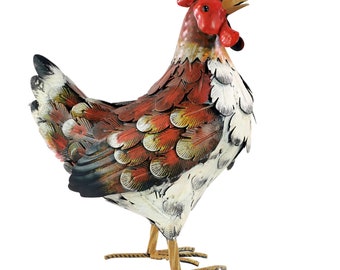 Metal Chicken Yard Art/ Rusty Hen / Chicken Garden Decor / Chicken Gift ...