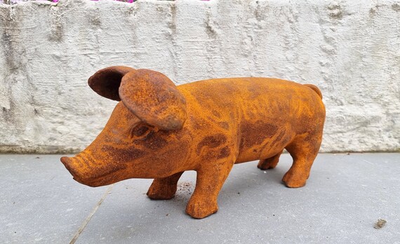 Cast iron pig Garden sculpture Garden animals | Etsy