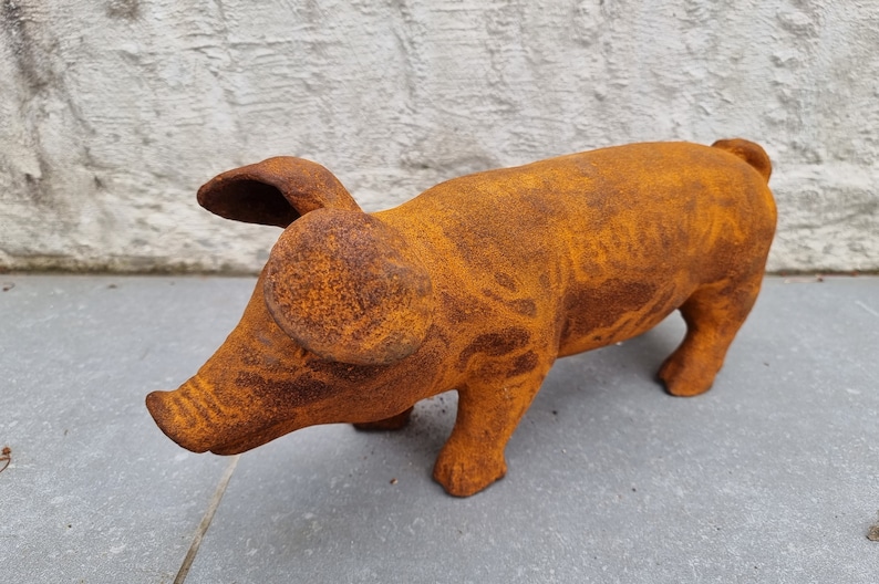 Cast iron pig Garden sculpture Garden animals | Etsy