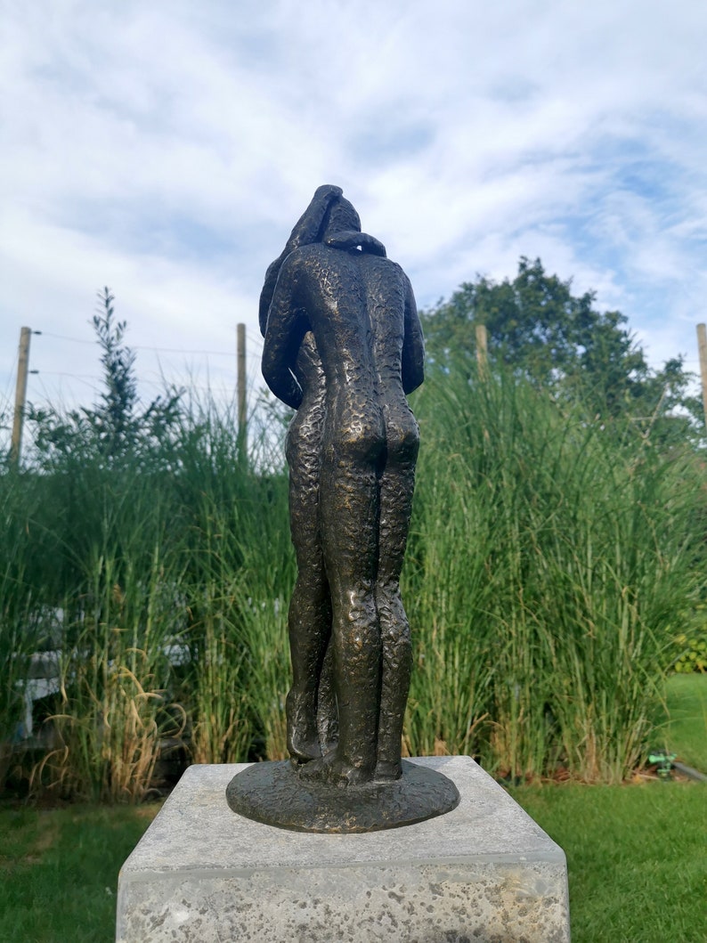 Bronze Garden Sculpture Of An Embracing Couple Abstract And Etsy Canada