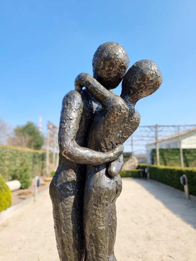 Bronze Garden Sculpture Of An Embracing Couple Abstract And Etsy