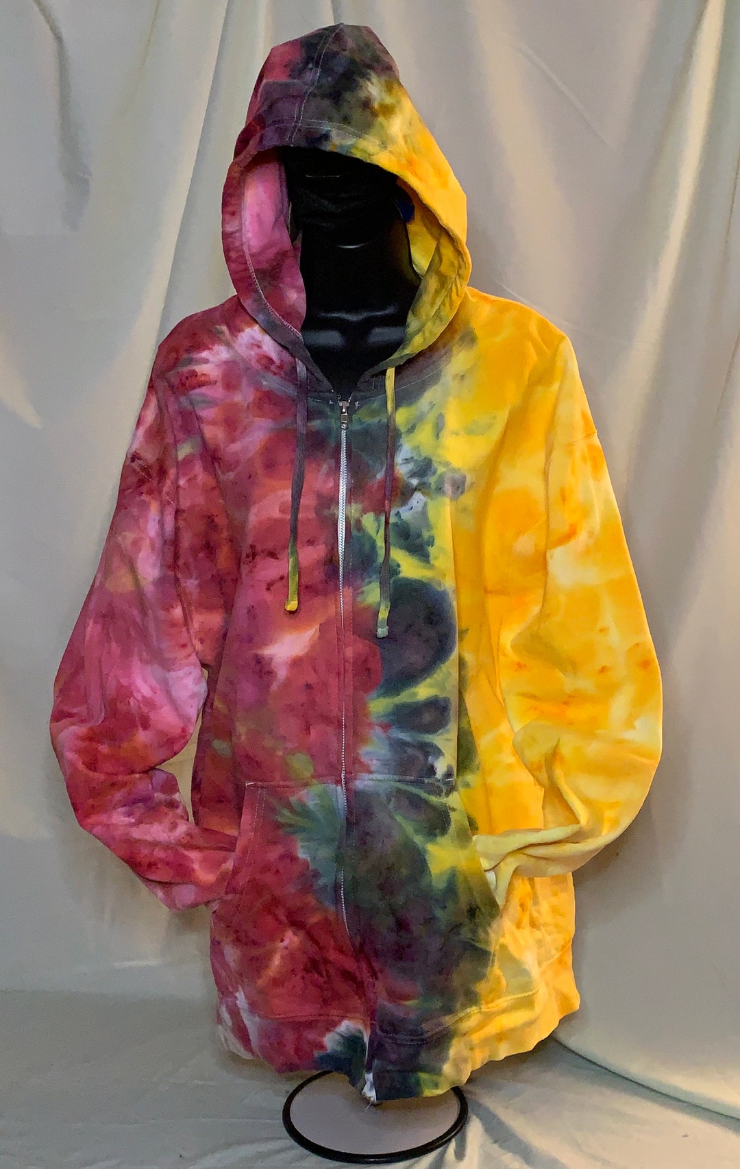 XL Tri-color Tie Dye Full Zip Hoodie - Etsy
